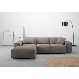 Ecksofa Andas, B:264cm H:71cm T:191cm, grau, 100% Polyester, Wohnzimmer, Sofas, "Glimminge L-Form auch in Breitcord, Feincord + Easy care-Bezug",