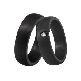 DOOSTI Damen Trauring "Schmuck Geschenk CARBON Trauring Ehering Partnerring LIEBE", 56, ohne Zirkonia, Carbon, 6mm, schwarz, Carbon, Fingerringe,