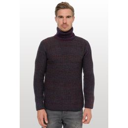Rusty Neal Herren Rollkragenpullover, rot, Gr. XL, meliert, 70% Polyacryl, 30% Baumwolle, Pullover, im angesagten Strickdesign