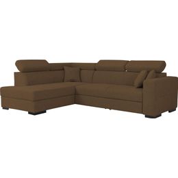Ecksofa Home Affaire, B:267cm H:95cm T:198cm, braun, Struktur fein (100% Polyester);Struktur (100% Polyester);Samtstruktur (100% Polyester),