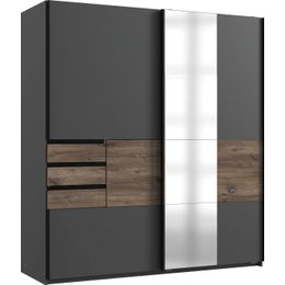 Schwebetürenschrank wimex, B:180cm H:198cm T:65cm, grau, Holzwerkstoff, Spanplatte, Schränke, "Bamberg", inklusive 5 Regalböden und 1 Kleiderstange