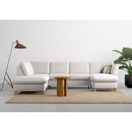 Wohnlandschaft Home Affaire, B:307cm H:86cm T:213cm, silber, 95% Polyester, 5% Polyamid, Sofas, "Trelleborg U-Form", wahlweise mit Bettfunktion und