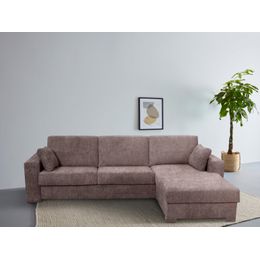Ecksofa Home Affaire, B:300cm H:85cm T:173cm, braun, 100% Polyester, Wohnzimmer, Sofas, "Roma "L" Dauerschlaffunktion, mit Unterfederung",