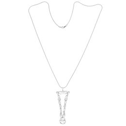 Damen Lange Kette "Ausrufezeichen", transparent, Basic, Collezione Alessandro, Glas, Halsketten, mit verschieden gro&szlig;en Glassteinen besetzt