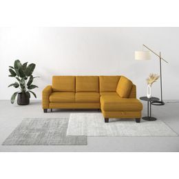 Ecksofa Home Affaire, B:236cm H:91cm T:170cm, gelb, 100% Polyester, Wohnzimmer, Sofas, "Summer L-Form", mit Ottomane, mit oder ohne Bettfunktion und