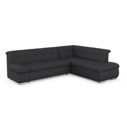 Ecksofa DOMO collection, B:271cm H:80cm T:213cm, grau, Struktur fein 100% Polyester;Chenilleoptik 100% Polyester, Wohnzimmer, Sofas, "Mona L-Form",