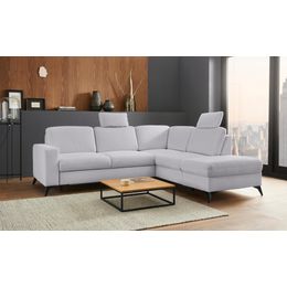 Ecksofa Places of Style, B:249cm H:88cm T:212cm, silber, Struktur imprägniert - feucht abwischbar (100% Polyester);Struktur Flausch (90% Polyester,