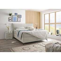 Boxspringbett, B:204cm L:212cm, grau, ED EXCITING DESIGN, 100% Polyester, Komplettbetten, "Seattle", harte Seite mit Kokosmatte, weiche Seite mit