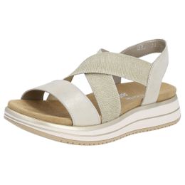 Remonte Damen Riemchensandale, Gr. 38, beige, Veloursleder, Schuhe, Sommerschuh, Sandalette, Keilabsatz, mit praktischem Gummizug