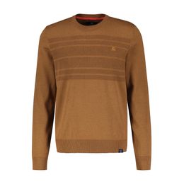 Lerros Herren Strickpullover "Lerros Strickpullover, tonal gestreift", braun, Gr. S, 100% Baumwolle, Pullover