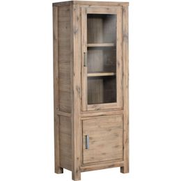 Vitrine GUTMANN FACTORY, B:67cm H:180cm T:45cm, beige, Holz teilmassiv, Wohnzimmer, Schr&auml;nke, "Tunis", H&ouml;he 180 cm