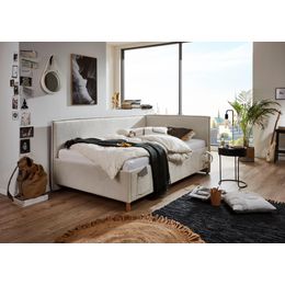Meise M&ouml;bel Kinderbett MEISE.M&Ouml;BEL, B:103cm L:215cm, beige, Betten, "FUN II", Polsterbett wahlweise mit Bettkasten, Jugendbett inkl. USB-Anschluss