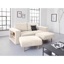 3-Sitzer, B:212cm H:96cm T:107cm, beige, LOOKS by Wolfgang Joop, Sofas, "Looksvb", Verwandlungssofa: aus Sofa wird Sofa mit 2 Hockern, mit