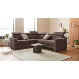 Sit & More Ecksofa SIT & MORE, B:247cm H:84cm T:227cm, braun, Wohnzimmer, Sofas, "Bologna L-Form", Kopfteilverstellung, wahlweise mit Bettfunktion und