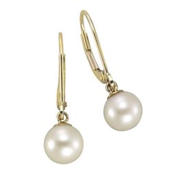 Vivance Damen Paar Ohrh&auml;nger "585/- Gelbgold S&uuml;&szlig;wasserzuchtperle 7-7,5mm", one-size, Gold, gelb, Gold, Ohrringe