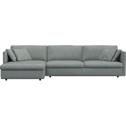 Ecksofa FLEXLUX, B:323cm H:84cm T:183cm, blau, 62% Polyester/14% Cotton/7% Linen, Wohnzimmer, Sofas, "Lovane", Weich & anschmiegsam, große Sitztiefe