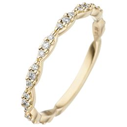 Jobo Damen Diamantring, 58, SI = kleine Einschl&uuml;sse, Diamanten Gelbgold 585, gelb, Diamanten, Gelbgold 585, Fingerringe, 585 Gold mit 27 Diamanten