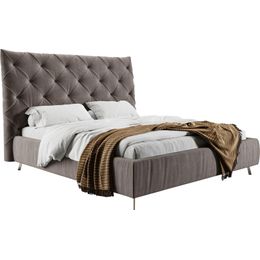 Polsterbett Places of Style, B:216cm H:143cm L:234cm, grau, 100% Polyester, Betten, "Elloree, in 4 Breiten, hinten mit Originalstoff bezogen, auch in