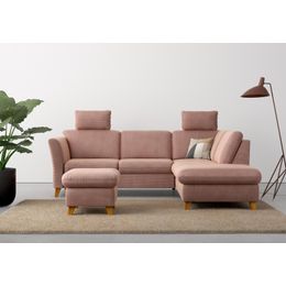 Ecksofa Home Affaire, B:252cm H:86cm T:213cm, rosa, 95% Polyester, 5% Polyamid, Wohnzimmer, Sofas, "Trelleborg L-Form", wahlweise mit Bettfunktion