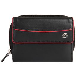 SZUNA Damen Geldb&ouml;rse, rot, Leder, gl&auml;nzend, Kleinlederwaren, echt Leder