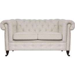 Chesterfield-Sofa Home Affaire, B:148cm H:77cm T:87cm, beige, 100% Polyester, Sofas, "Aarburg", aufwändige Knopfheftung und Ziernägel im