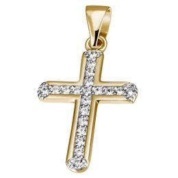 Firetti Damen Kettenanhänger "Schmuck Geschenk Silber 925 Halsschmuck Anhänger Kreuz", Silber 925 (Sterlingsilber), 1,2 g, gold, Silber 925