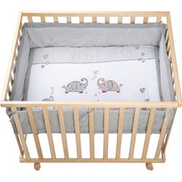 Roba Baby Laufgitter "Jumbotwins grau, 100x75 cm", beige, Laufst&auml;lle, mit Stoffeinlage und Nestchen