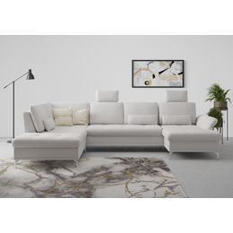 Wohnlandschaft Inosign, B:347cm H:89cm T:224cm, silber, 98%Polyester, 2%Polyamid, Sofas, "Palm Beach U-Form", Federkern, mit Sitztiefenverstellung,