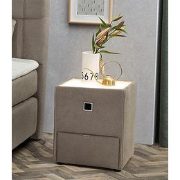Jockenhöfer Nachtkonsole, B:42,5cm H:53cm T:45cm, braun, JOCKENHÖFER GRUPPE, Glas, Holzwerkstoff, Sideboards, "Lancy", mit LED-Beleuchtung