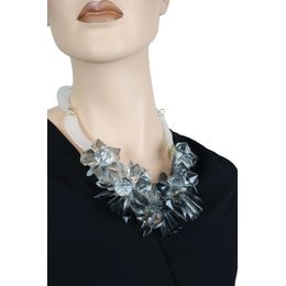 Damen Kette mit Anhänger "Ice", grau, Basic, Collezione Alessandro, Kunstfaser, Halsketten, mit vielen facettierten Perlen in verschiedenen Formen