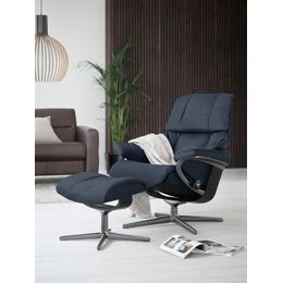 Relaxsessel stressless, B:79cm H:99cm T:75cm, blau, Microfaser DINAMICA (88% Polyester, 12% Polyurethan), Wohnzimmer, Sessel, "Reno", mit Cross Base,