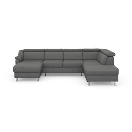 Sit & More Wohnlandschaft SIT & MORE, B:315cm H:84cm T:216cm, grau, Sofas, "Freetown U-Form", Kopfteilverstellung und Federkern, wahlweise mit Bettfunktion