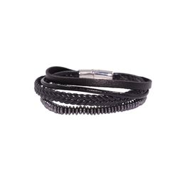 Firetti Herren Lederarmband "Schmuck Geschenk Armschmuck Edelsteinarmband Hämatit", 20cm, Edelstahl Leder, schwarz, Edelstahl, Leder, Armbänder, Made