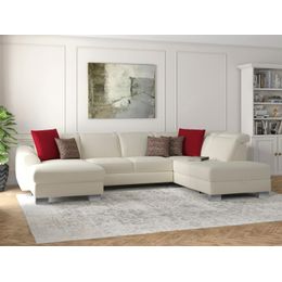 Sit & More Wohnlandschaft SIT & MORE, B:338cm H:86cm T:219cm, beige, Sofas, "Dundee U-Form", mit Federkern und Edelstahlfüßen, wahlweise mit Kopfteilverstellung