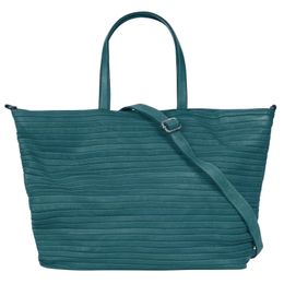 Samantha Look Damen Shopper, blau, Leder, leicht glänzend, unifarben, Taschen, echt Leder, Made in Italy