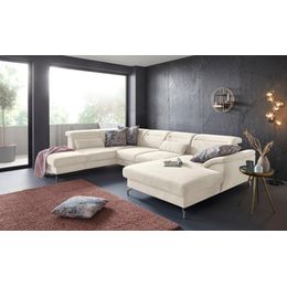 Sit & More Wohnlandschaft SIT & MORE, B:343cm H:77cm T:235cm, beige, Sofas, "Percy U-Form", 12 cm Fu&szlig;h&ouml;he, Sitztiefenverstellung, wahlweise in 2 Fu&szlig;farben