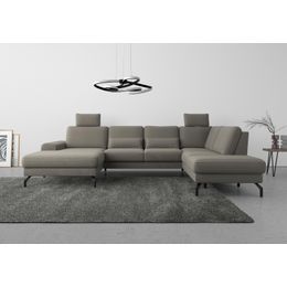 Sit & More Wohnlandschaft SIT & MORE, B:345cm H:91cm T:226cm, braun, Sofas, "Cinturo U-Form", inklusive Sitztiefenverstellung und Federkern, Sitzhöhe 48 cm
