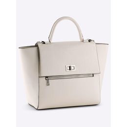 Heine Damen Henkeltasche, beige, Polyurethan, unifarben, Taschen