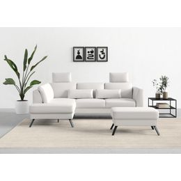 Sit & More Ecksofa SIT & MORE, B:254cm H:88cm T:188cm, silber, Wohnzimmer, Sofas, "Lindholm L-Form", mit Sitztiefenverstellung und Federkern