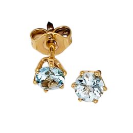 Jobo Damen Paar Ohrstecker "Ohrringe mit Aquamarin", 4,4mm, Gelbgold 585, gelb, Gelbgold 585, Ohrringe, 585 Gold