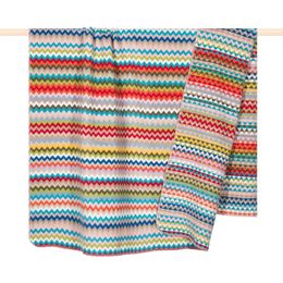 Wohndecke Pad, B:150cm L:200cm, lila, Mischgewebe, Wohndecken, "CELIN", Made in Europe, Wendefunktion, gestreift, mit Fransen, 150x200 cm
