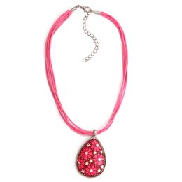 Allgäu Rebell ALLGÄU REBELL Damen Kette mit Anhänger "Henrike", rosa, Basic, PTFE-Kunststoff, Halsketten, mit schimmernden Glassteinen
