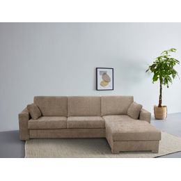 Ecksofa Home Affaire, B:280cm H:85cm T:173cm, braun, 100% Polyester, Wohnzimmer, Sofas, "Roma "M" Matratzenhöhe 14 cm, Dauerschlaffunktion, mit
