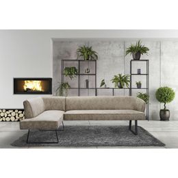 Eckbank, B:270cm H:83cm T:197cm, braun, exxpo - SOFA FASHION, Esszimmer, Sitzbänke, "Americano", mit Keder und Metallfüßen, Bezug in verschiedenen