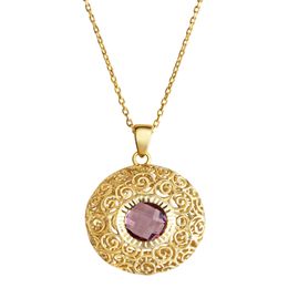 Diamonds by Ellen K. Damen Kette mit Anhänger "Gold 333 mit echtem Amethyst 8mm", 42/45cm, Gold, L: 45 B: 19,5mm, gelb, FASCINATION BY ELLEN K., Gold, B:19,5mm, Halsketten