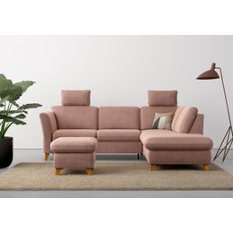 Ecksofa Home Affaire, B:252cm H:86cm T:213cm, rosa, 95% Polyester, 5% Polyamid, Wohnzimmer, Sofas, "Trelleborg L-Form", wahlweise mit Bettfunktion