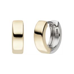 Jobo Damen Paar Creolen, 13,3mm, Silber 925 (Sterlingsilber), silber, Silber 925 (Sterlingsilber), Ohrringe, 925 Silber bicolor vergoldet 13 mm