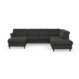 Sit & More Wohnlandschaft SIT & MORE, B:304cm T:216cm, grau, 100% Polyester, Sofas, "Marano U-Form", inklusive Kopfteilverstellung, wahlweise mit Bettfunktion,
