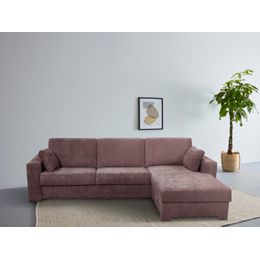 Ecksofa Home Affaire, B:280cm H:85cm T:173cm, braun, 100% Polyester, Wohnzimmer, Sofas, "Roma "M" Matratzenhöhe 14 cm, Dauerschlaffunktion, mit