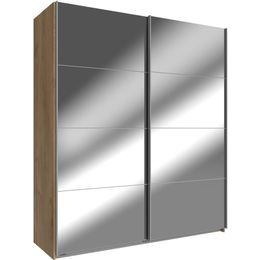 Schwebetürenschrank wimex, B:135cm H:210cm T:65cm, braun, Schränke, "Easy", mit Vollspiegel